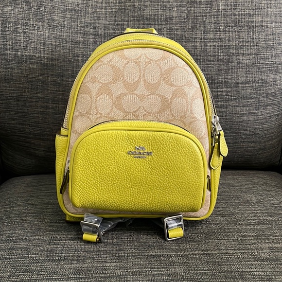 Coach | Bags | Coach Signature Mini Court Backpack In Svlight Khakikey ...